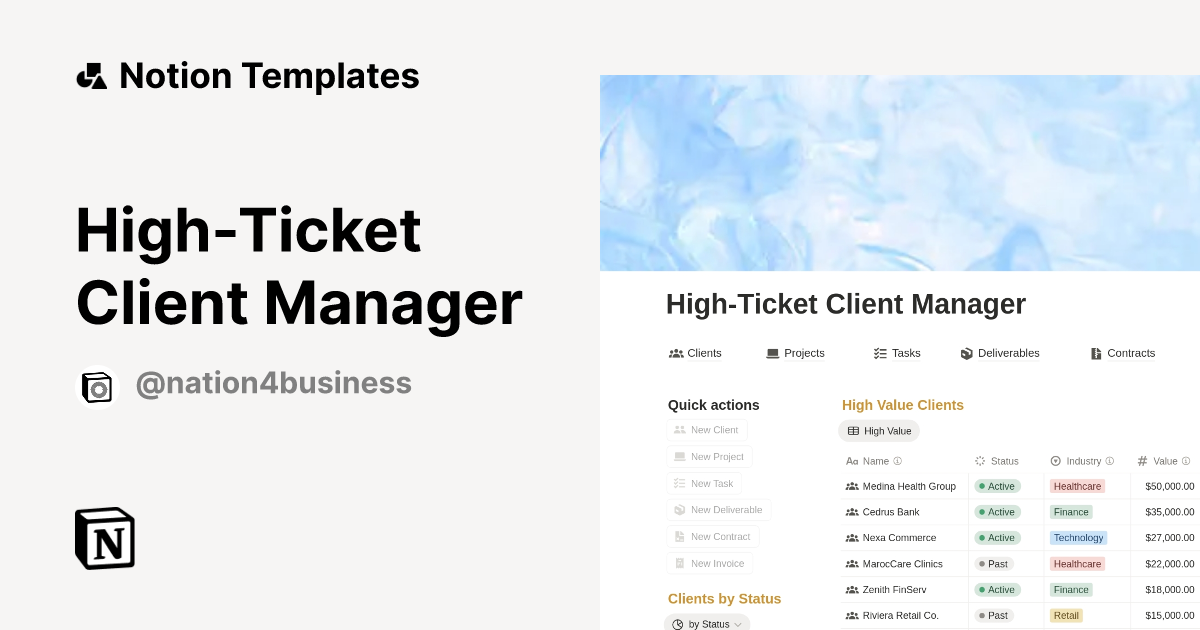High-Ticket Client Manager Template by Nation4Business | Notion Marketplace