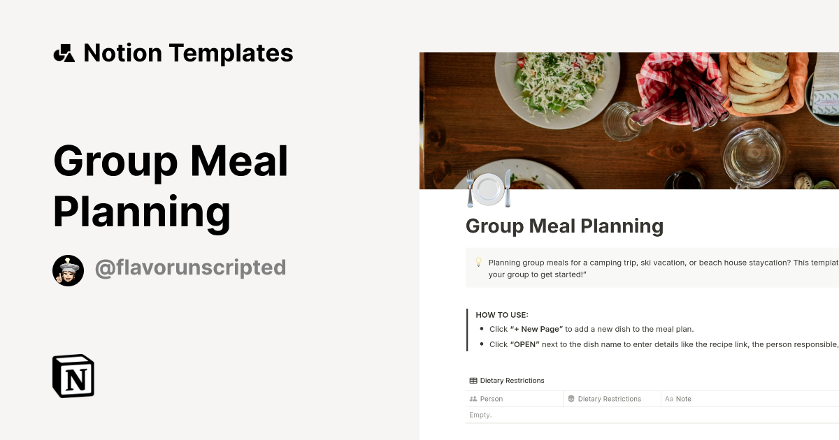 Group Meal Planning Template | Notion Marketplace