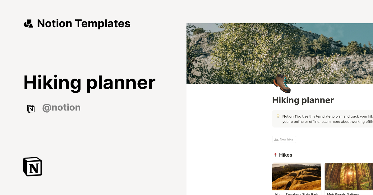 Hiking planner Template by Notion | Notion Marketplace