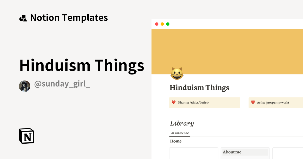 Hinduism Things Template by Tokamo-Shimi-Moteka | Notion Marketplace