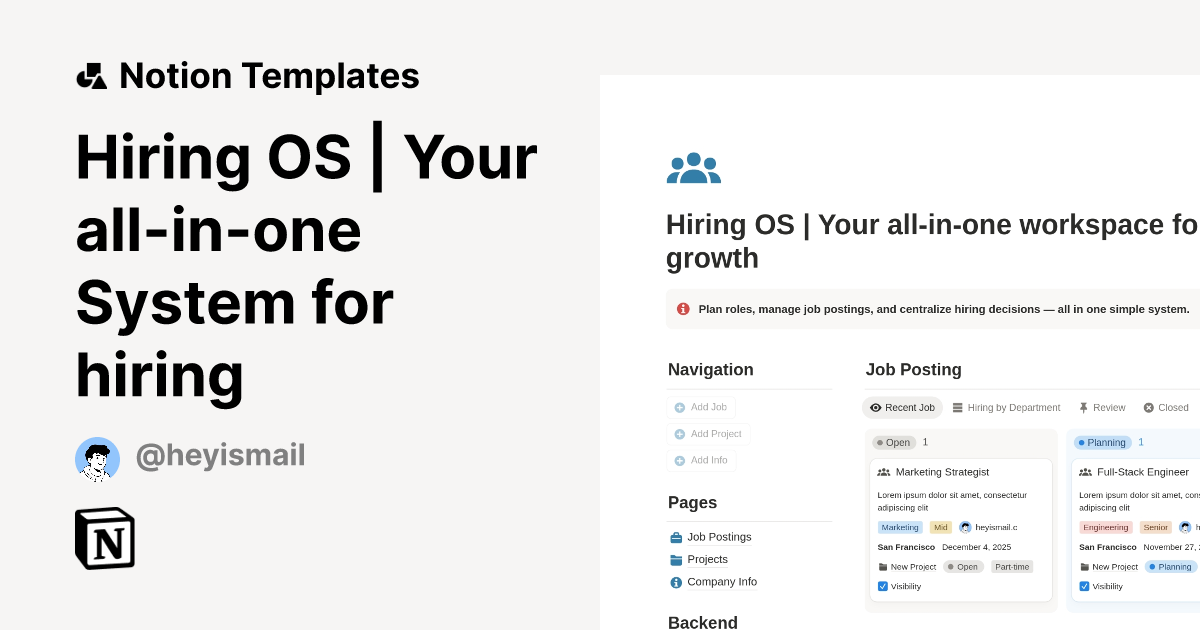 Hiring OS | Your all-in-one System for hiring Template by heyismail ...