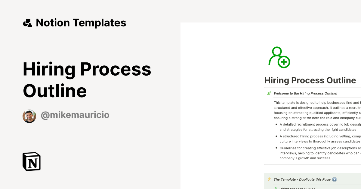 Hiring Process Outline Template | Notion Marketplace