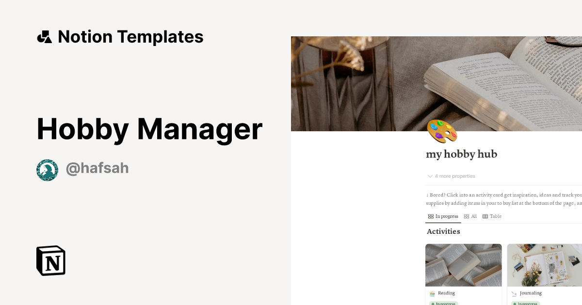 Hobby Manager Template | Notion Marketplace