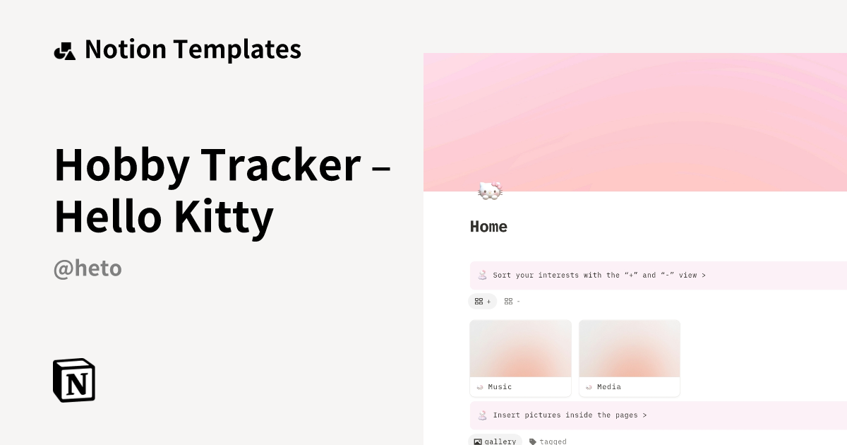 Hobby Tracker – Hello Kitty Template | Notion Marketplace