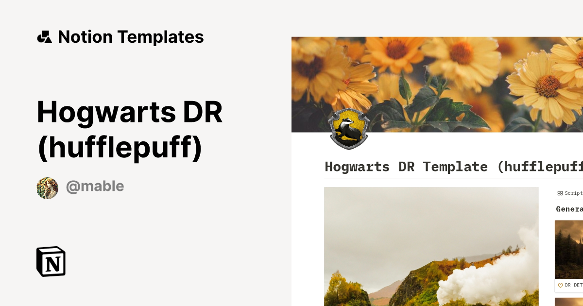 Hogwarts DR (hufflepuff) Template | Notion Marketplace