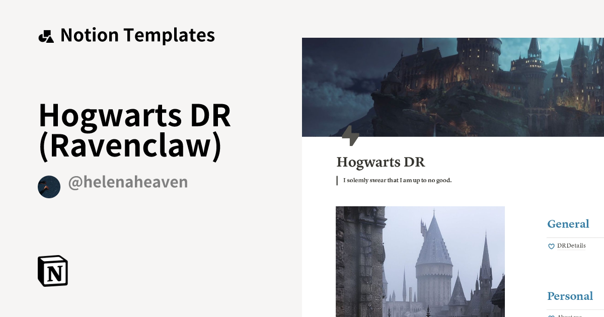 Hogwarts DR (Ravenclaw) Template by Helenaheaven | Notion Marketplace