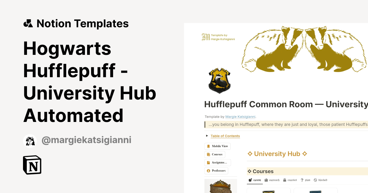 Hogwarts Hufflepuff - University Hub Automated Template by Margie ...