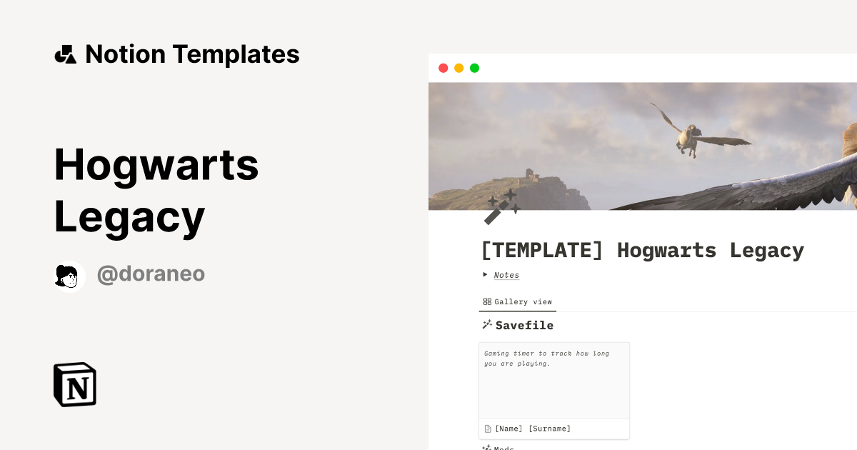 Hogwarts Legacy Template by Doraneo | Notion Marketplace