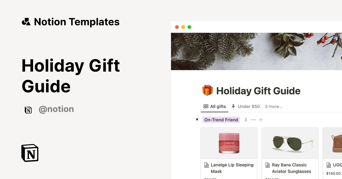 Holiday Gift Guide 2026 Template | Notion Marketplace