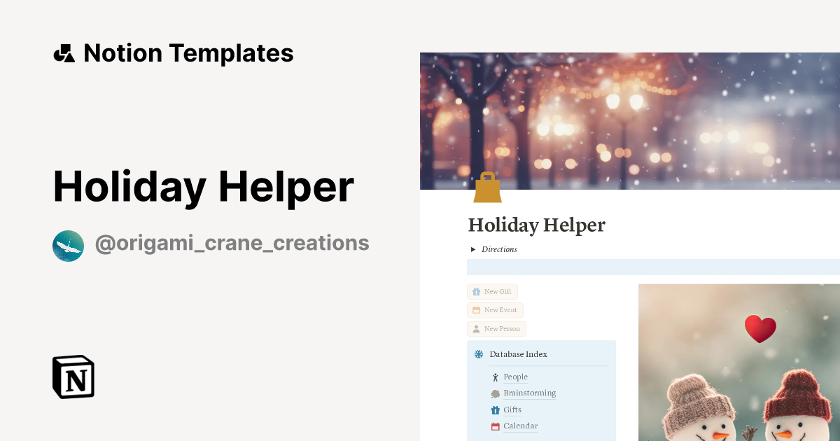 Holiday Helper Template | Notion Marketplace
