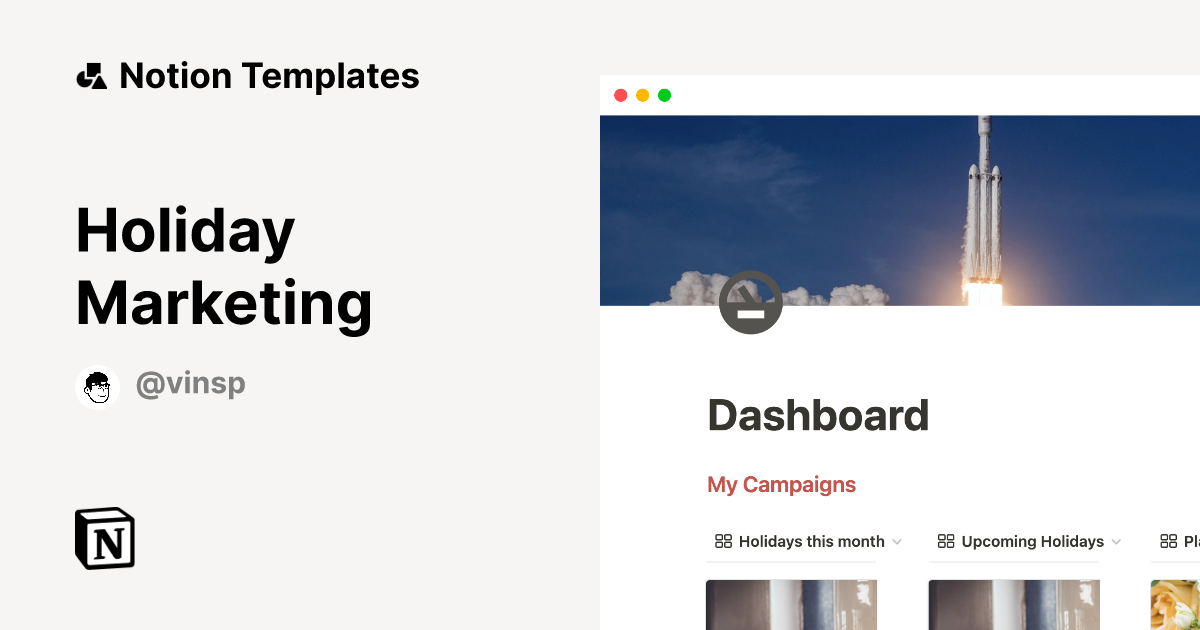 Holiday Marketing Template by Virtual Inspiration | Notion Marketplace
