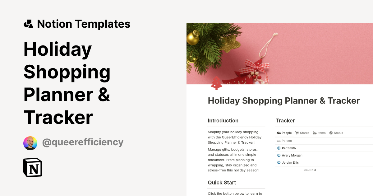 Holiday Shopping Planner & Tracker Template by QueerEfficiency | Notion ...