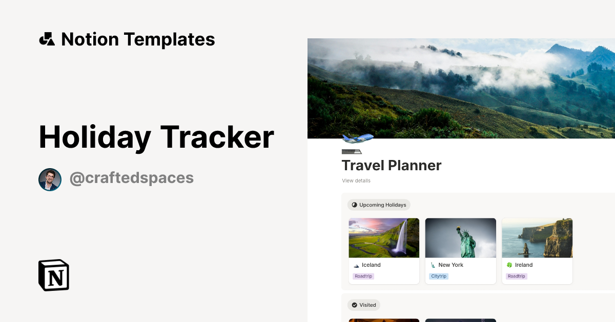 Holiday Tracker Template by Thomas Cerulis | Notion Marketplace