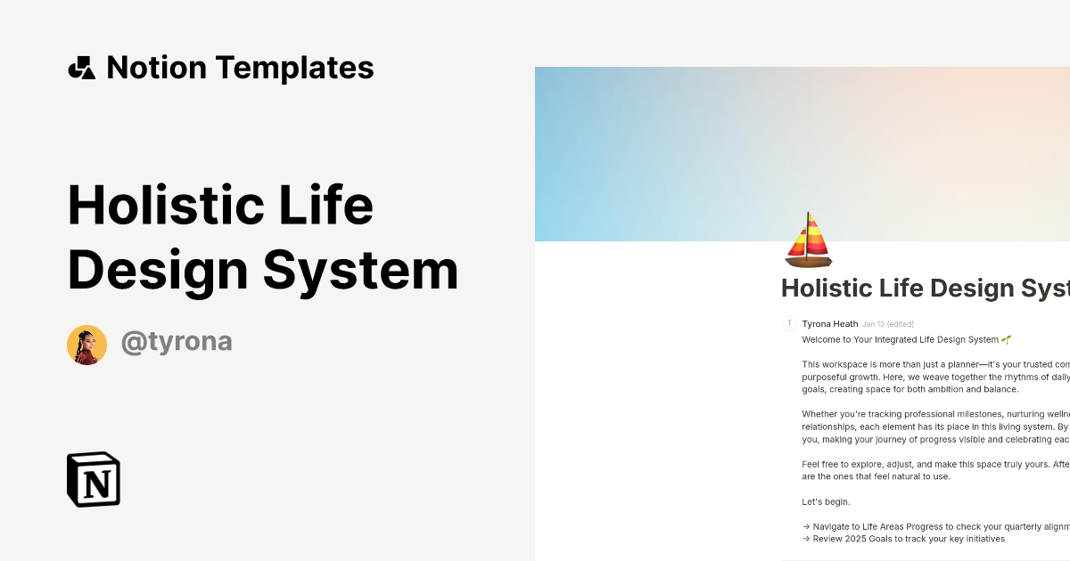 Holistic Life Design System Template | Notion Marketplace