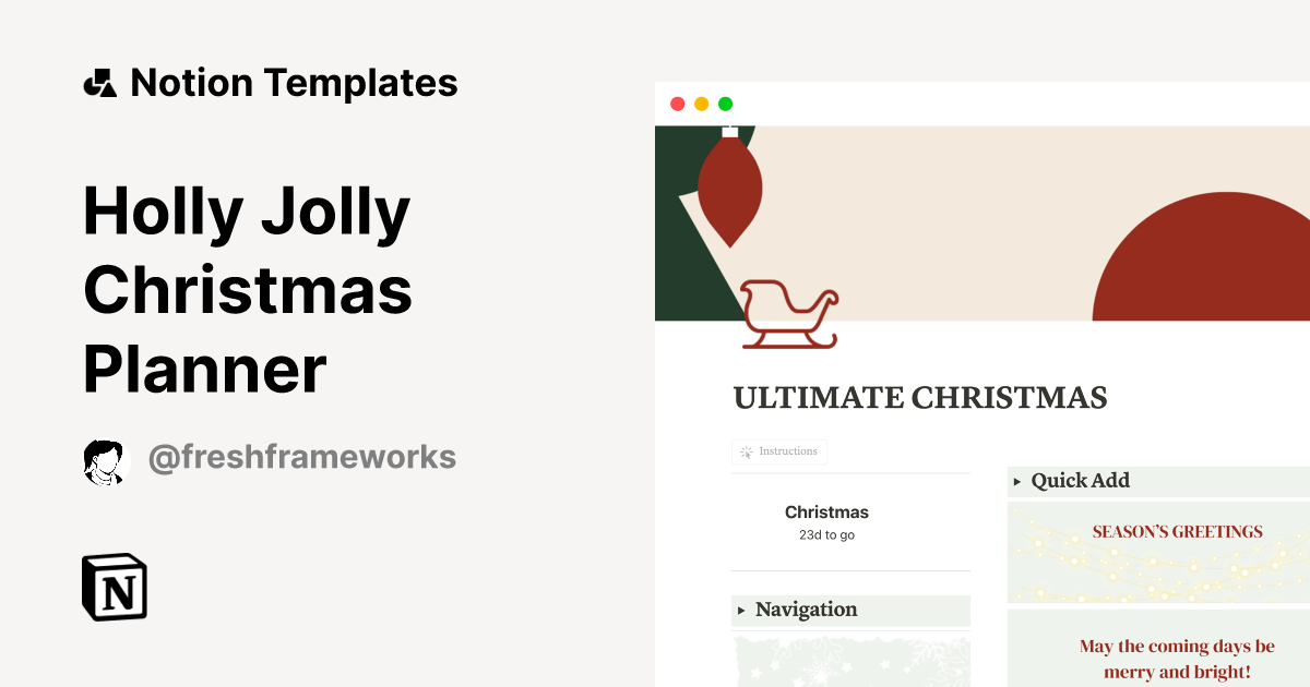 Holly Jolly Christmas Planner Template | Notion Marketplace