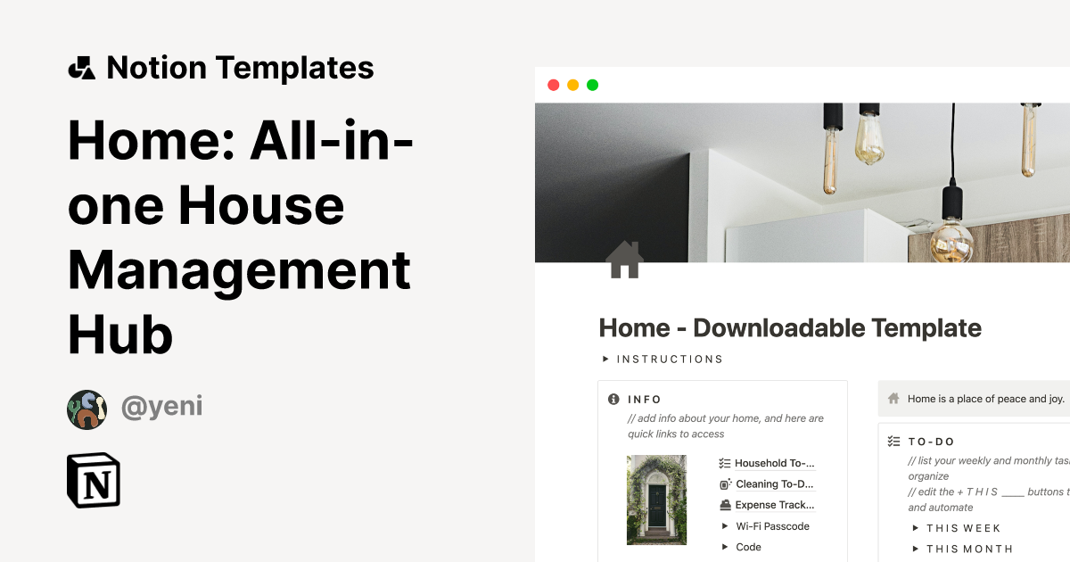 Home: All-in-one House Management Hub Template | Notion Marketplace