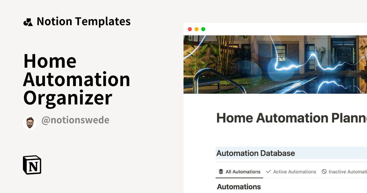 Home Automation Organizer Template by NotionSwede | Notion Marketplace