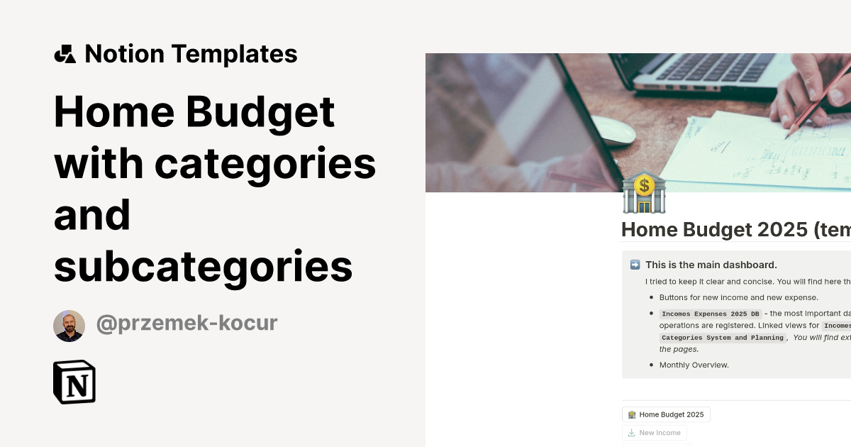 Home Budget with categories and subcategories Template | Notion Marketplace