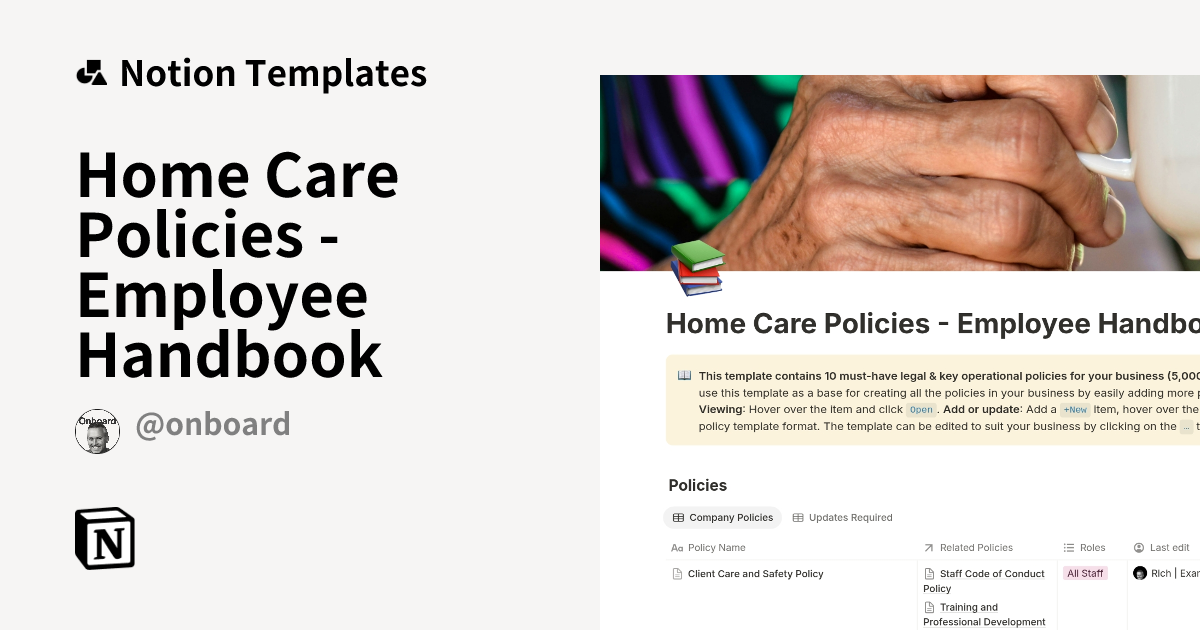 Home Care Policies - Employee Handbook Template by Onboarding ...
