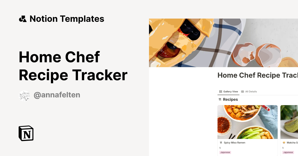 Home Chef Recipe Tracker Template | Notion Marketplace