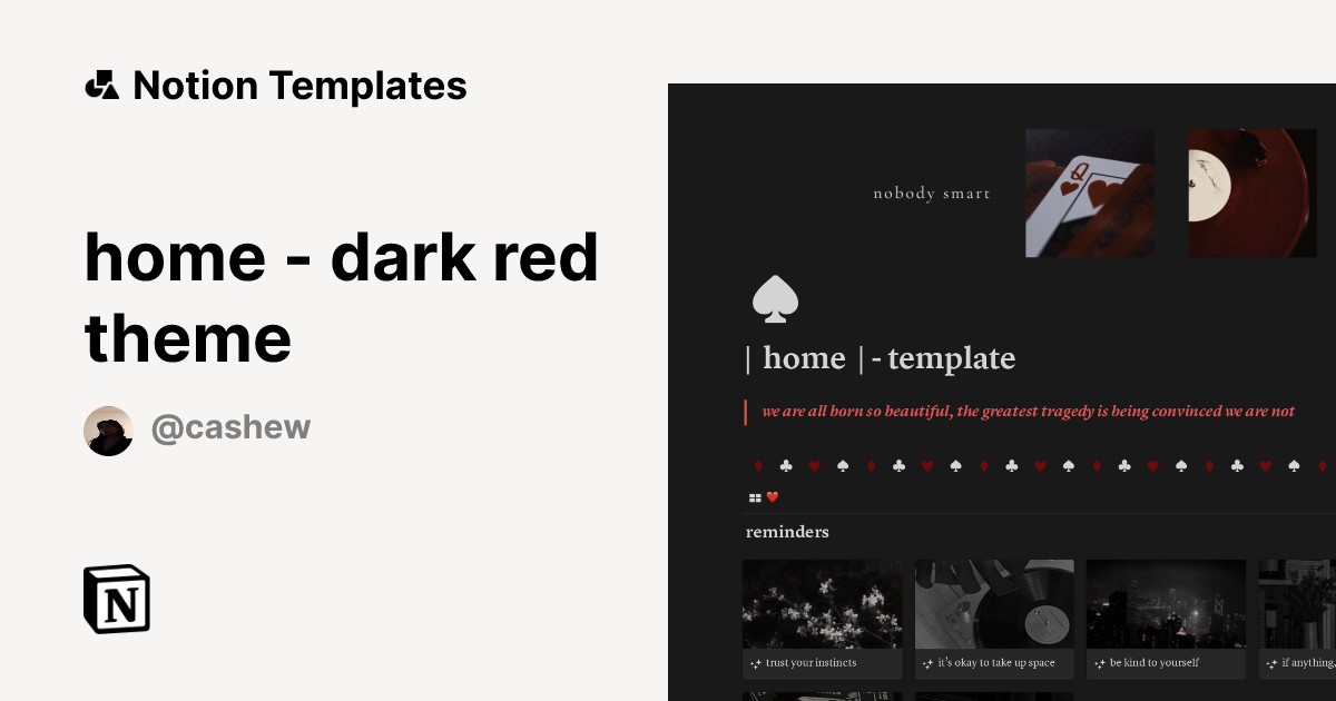 home - dark red theme Template by cachy | Notion Marketplace