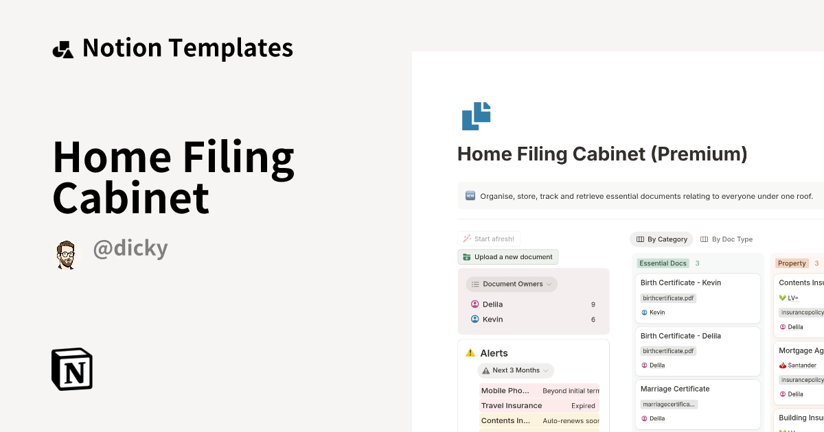 Home Filing Cabinet Template | Notion Marketplace