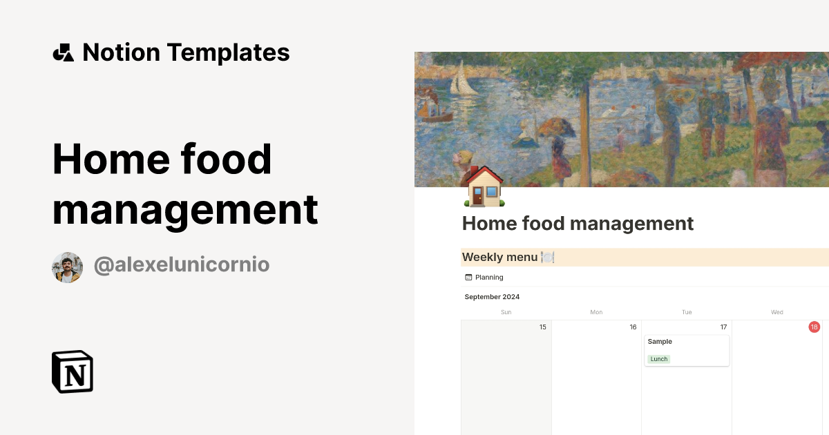 Home food management Template | Notion Marketplace