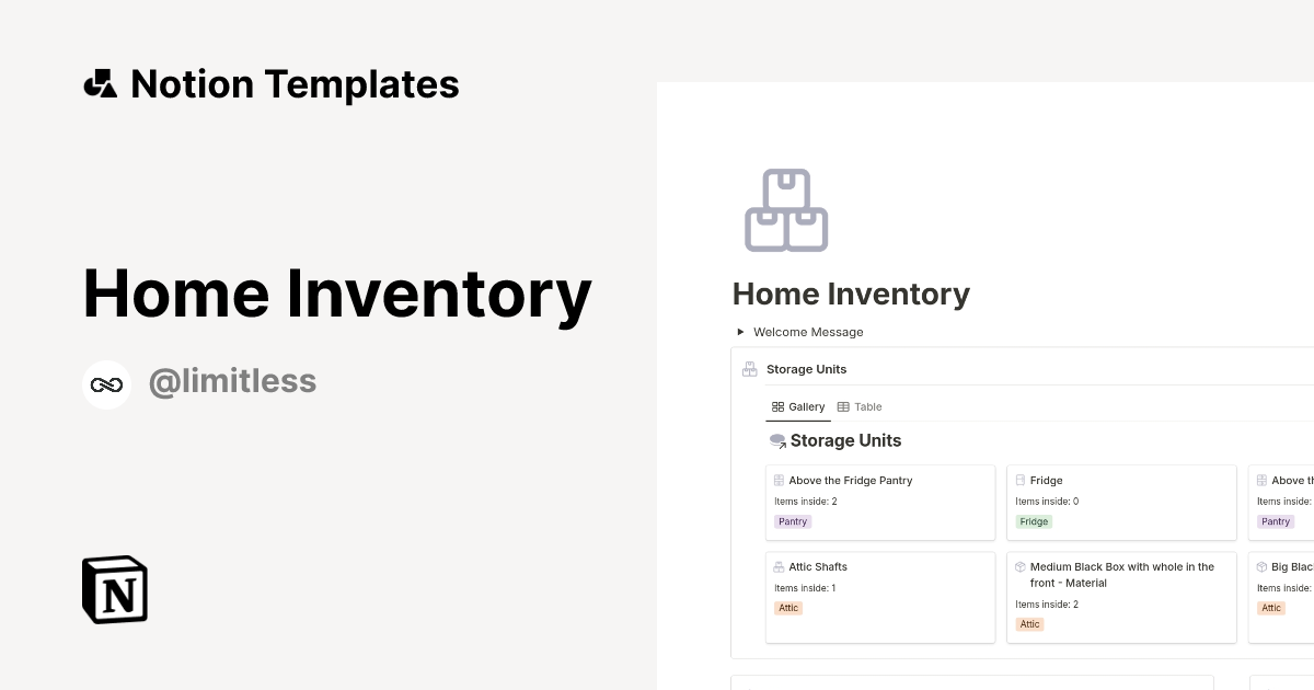Home Inventory Template by Limitless Notion | Notion Marketplace