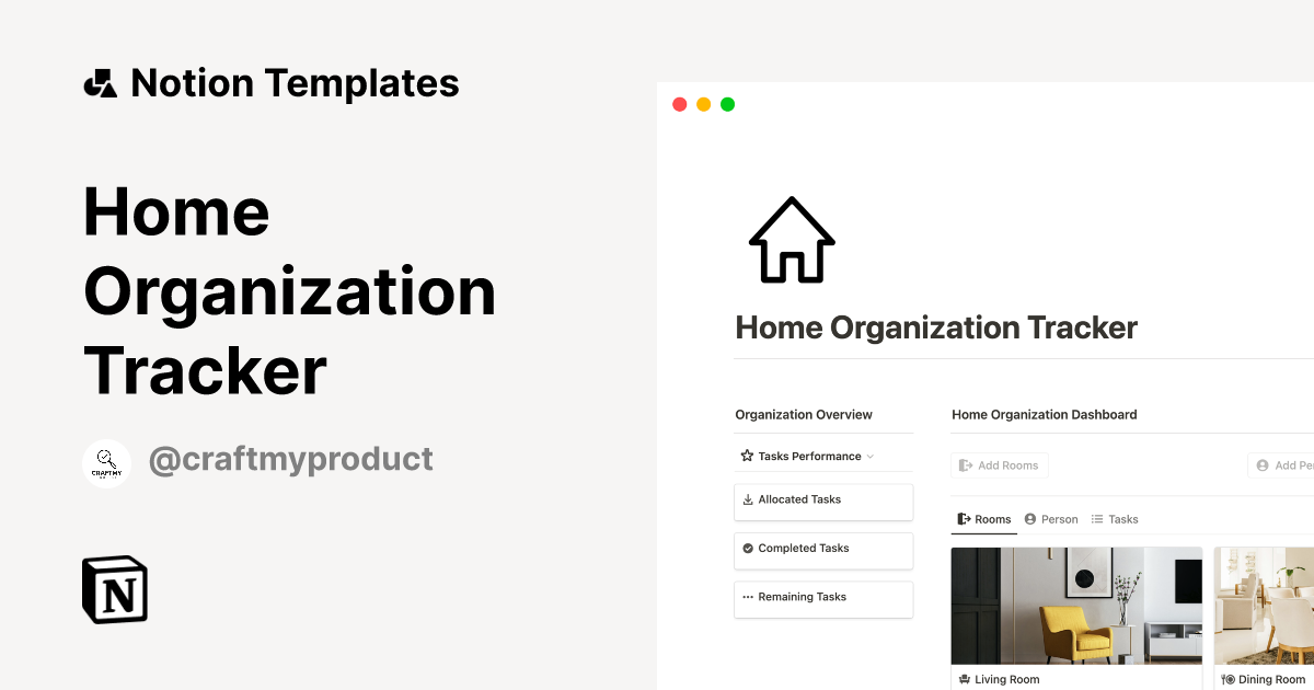 Home Organization Tracker Template by CraftMyProduct | Notion Marketplace