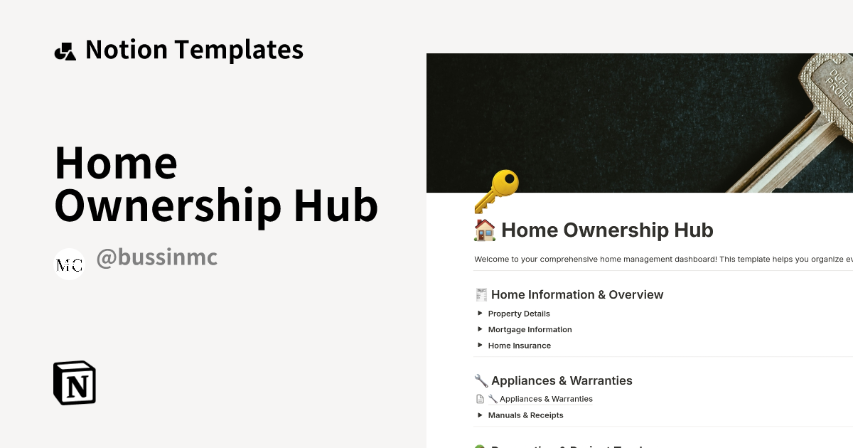 Home Ownership Hub Template by BussinMC | Notion Marketplace