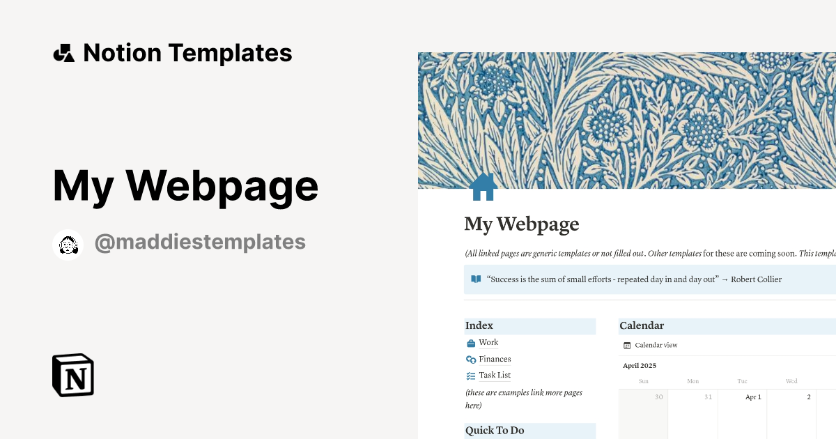 My Webpage Template | Notion Marketplace