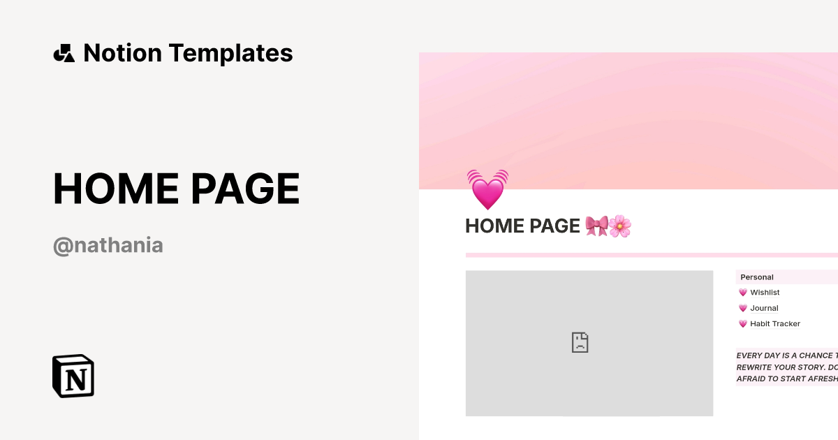 HOME PAGE Template | Notion Marketplace