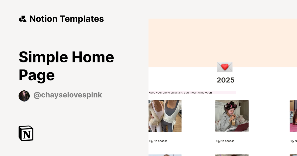 Simple Home Page Template | Notion Marketplace
