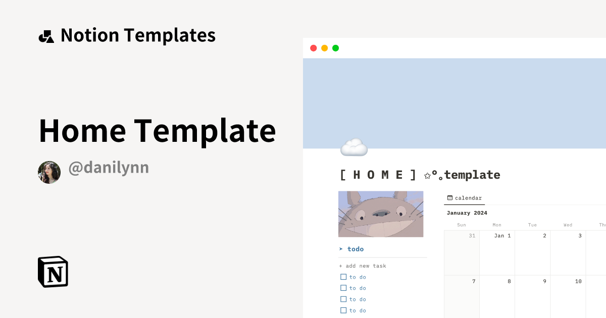 Home Template Template by danielle lynn | Notion Marketplace