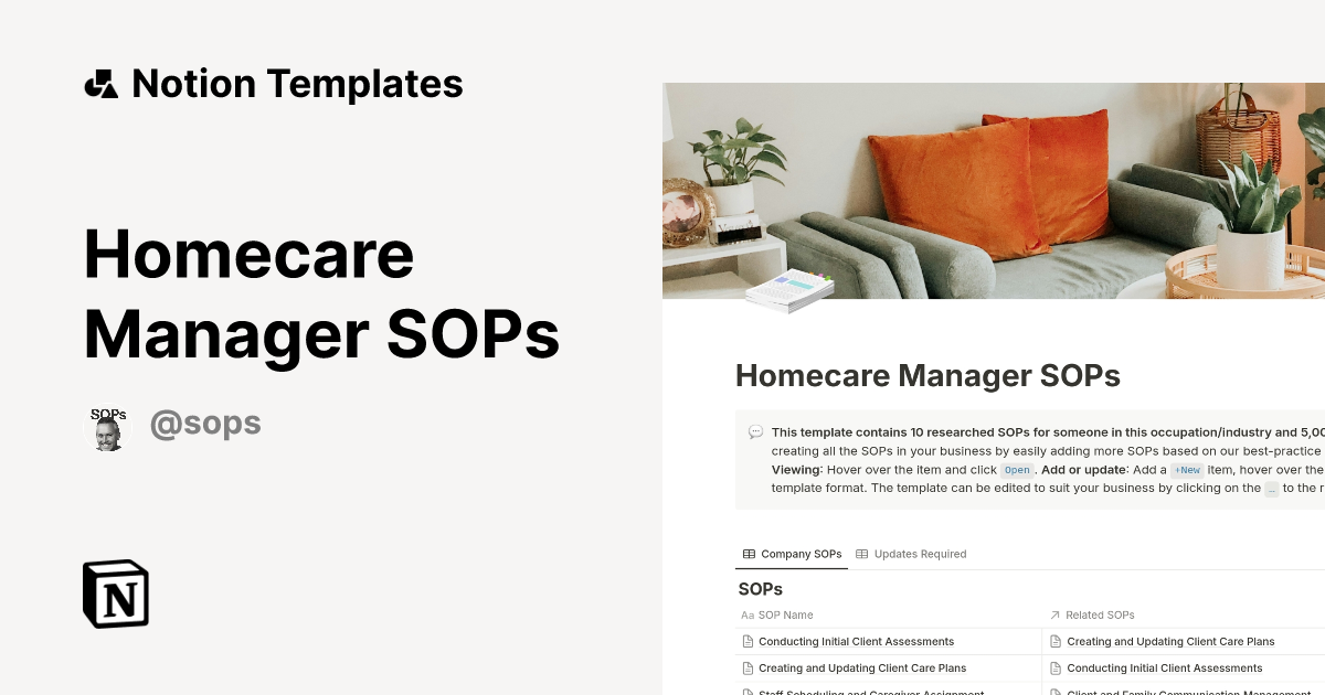 Homecare Manager SOPs Template by SOPs | Notion Marketplace