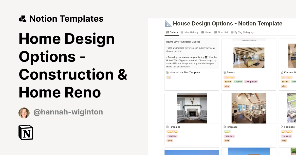 Home Design Options - Construction & Home Reno Template | Notion ...