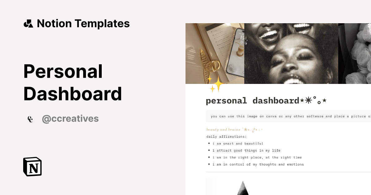 Personal Dashboard Template | Notion Marketplace