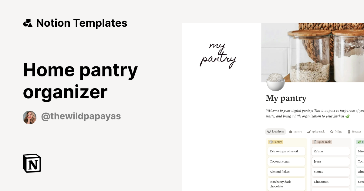 Home pantry organizer Template by Jasmin | Notion Marketplace