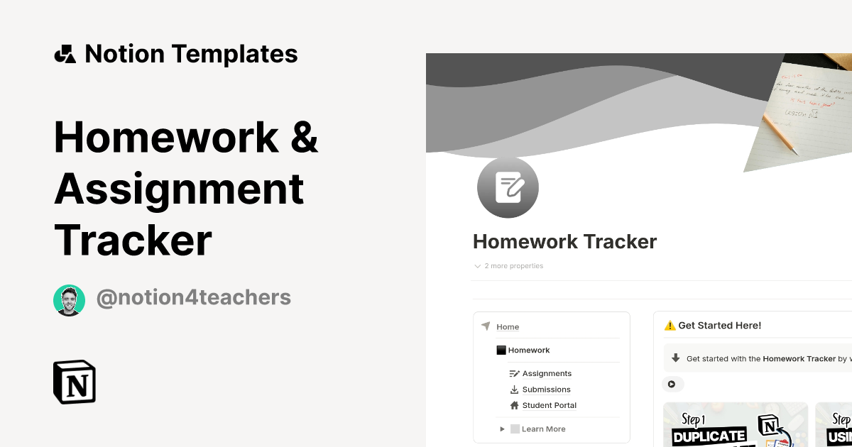 Homework & Assignment Tracker Template | Notion Marketplace