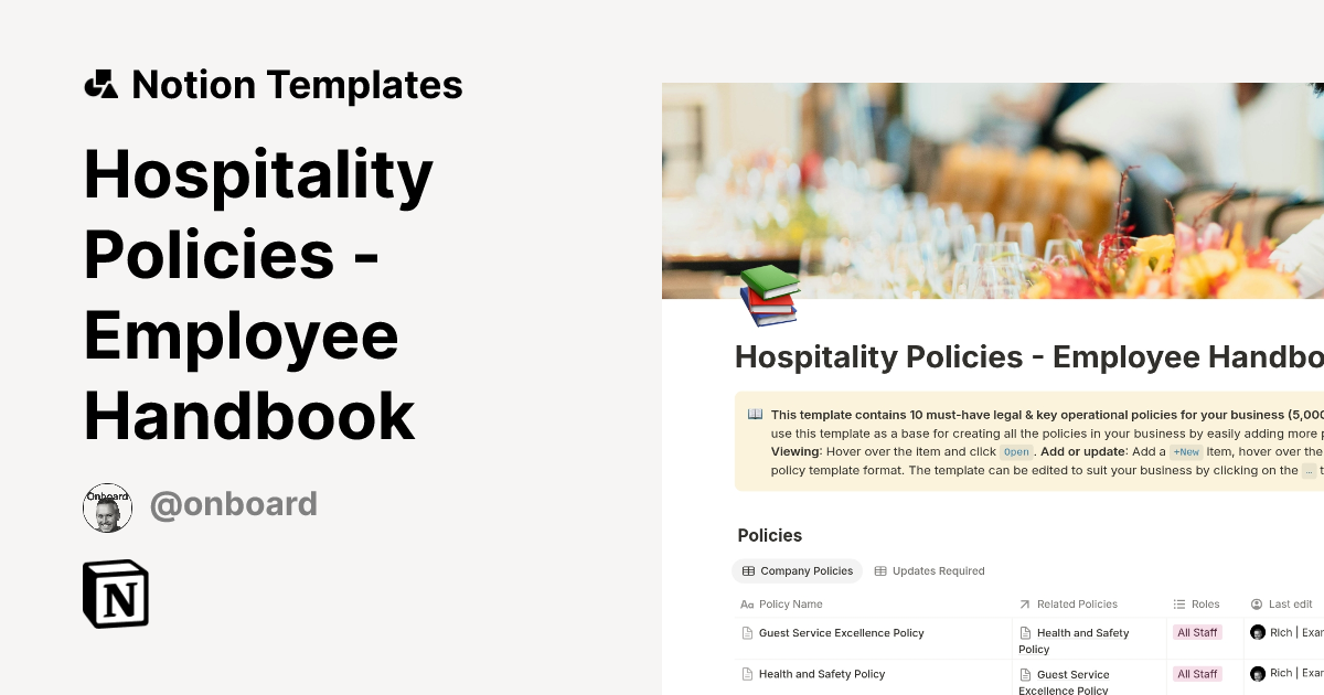 Hospitality Policies - Employee Handbook Template | Notion Marketplace