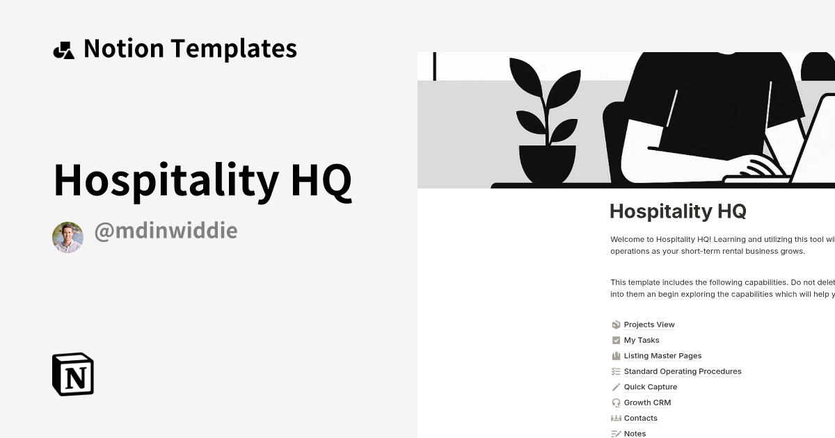 Hospitality HQ Template by Michael Dinwiddie | Notion Marketplace