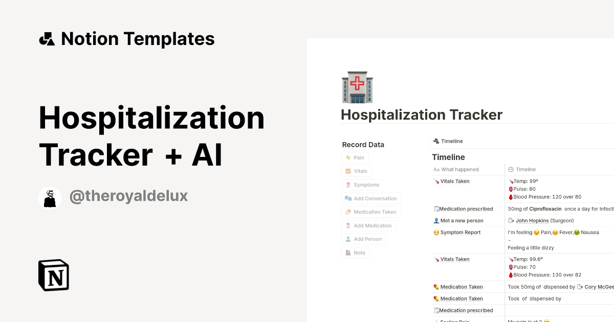 Hospitalization Tracker + AI Template | Notion Marketplace