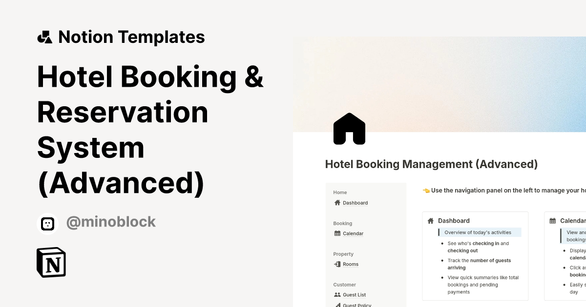 Hotel Booking & Reservation System (Advanced) Template by minoblock ...