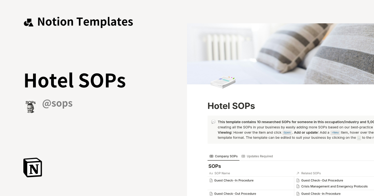 Hotel SOPs Template | Notion Marketplace