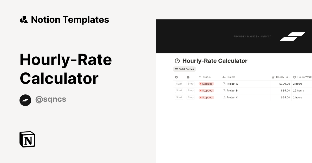 Hourly-Rate Calculator Template by Jay Luciano | Notion Marketplace