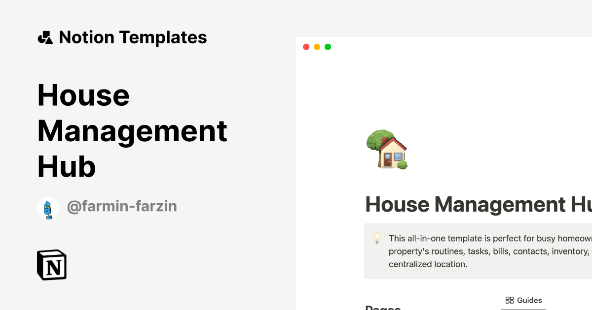 House Management Hub Template | Notion Marketplace