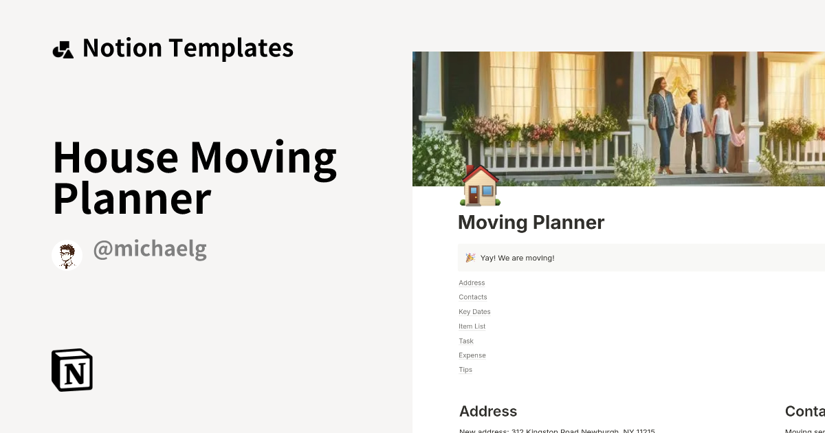 House Moving Planner Template by Michael | Notion Marketplace
