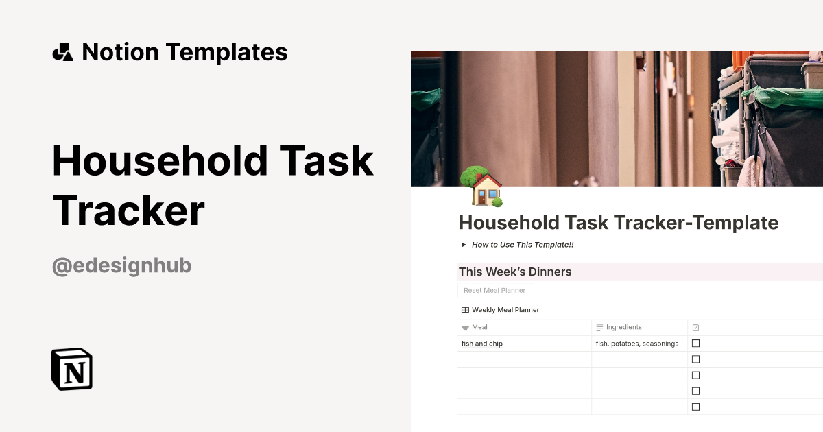 Household Task Tracker Template by E-Designs-Hub | Notion Marketplace