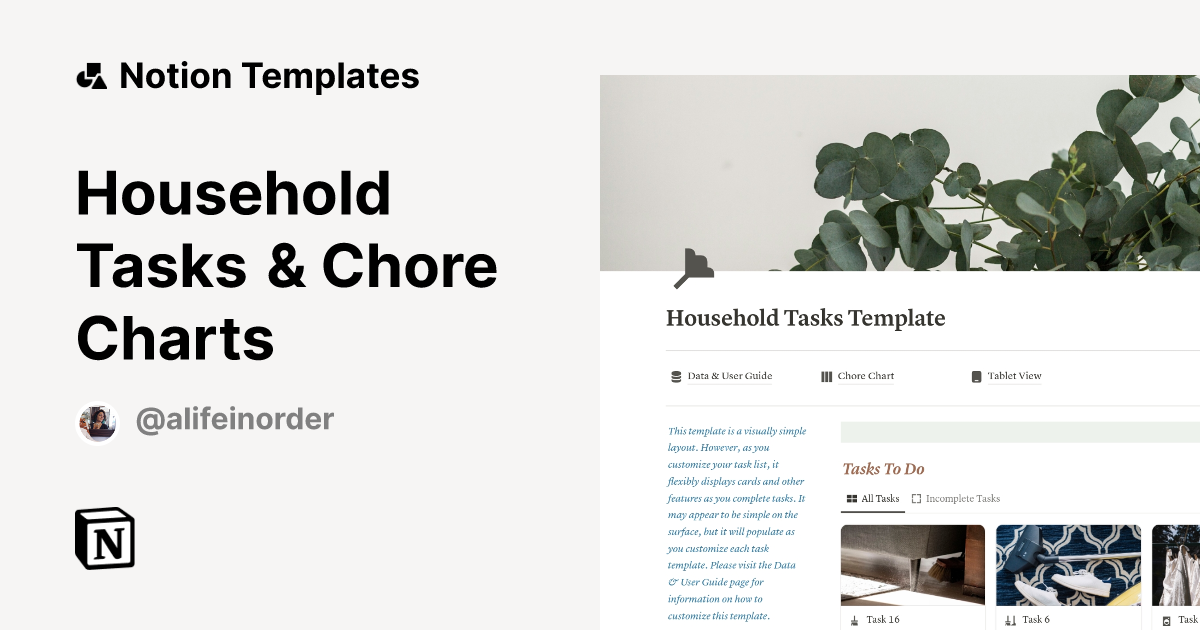 Household Tasks & Chore Charts Template | Notion Marketplace