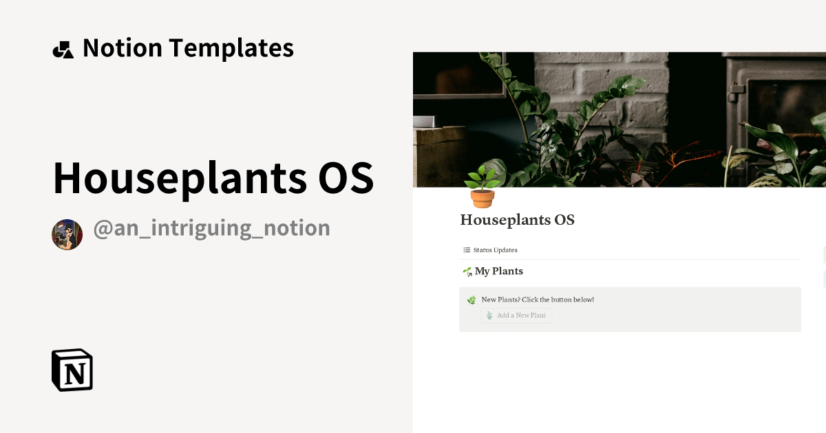 Houseplants OS Template by Drew D. | Notion Marketplace